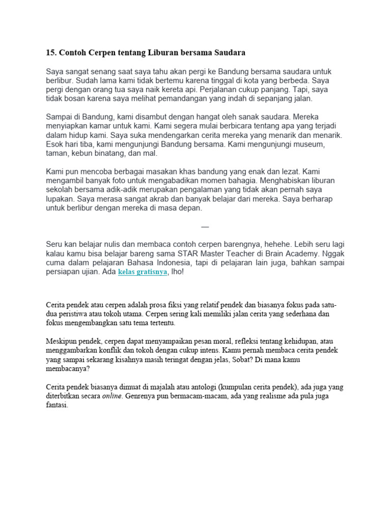 Cerpen Liburan Seru di Bandung | PDF