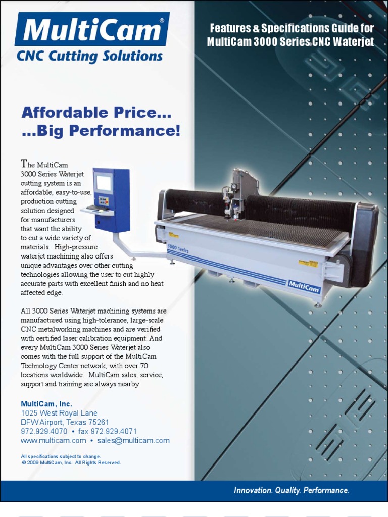 MultiCam 3000-Series CNC Waterjet | PDF | Numerical Control | Electric ...