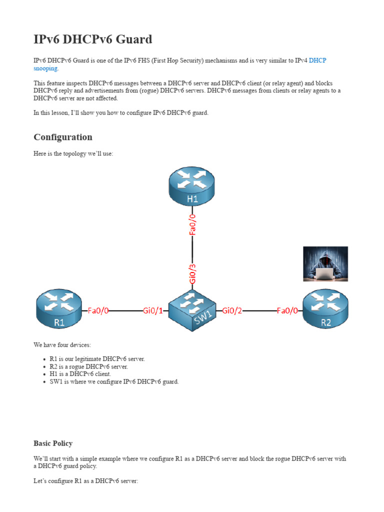 IPv6 DHCPv6 Guard | PDF | I Pv6 | Communications Protocols