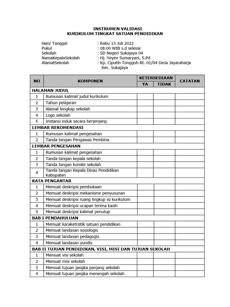Instrumen Validasi | PDF | Karier & Perkembangan