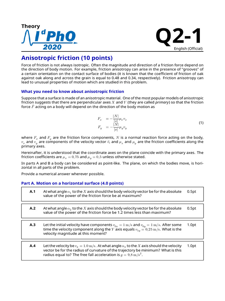 IPhO 2020 Q2 | PDF | Force | Chemistry