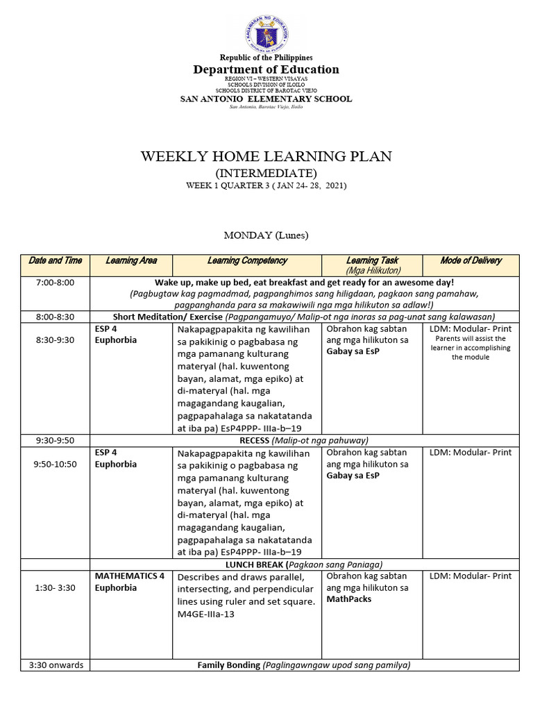 Weekly Plan | PDF