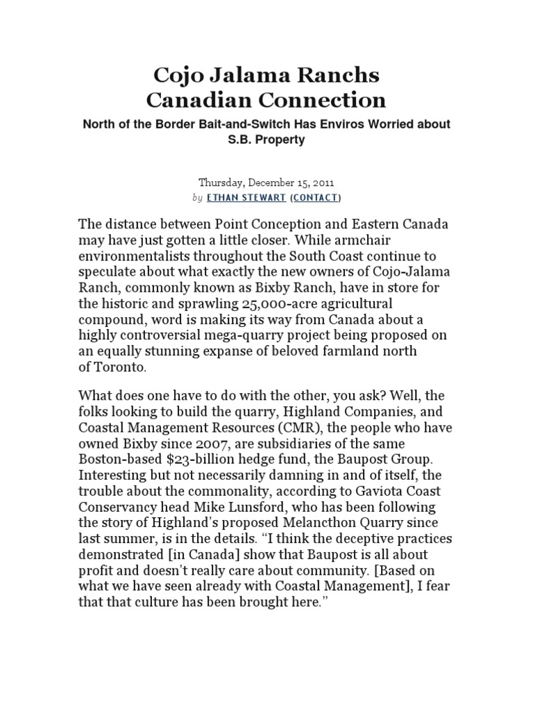 Cojo-Jalama Ranch's Canadian Connection | PDF | Livestock Farming ...
