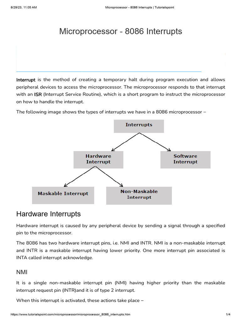 8086 Interrupts | PDF | Computer Architecture | Computer Engineering