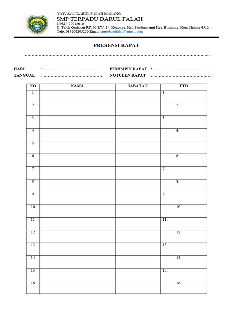 Presensi Rapat | PDF
