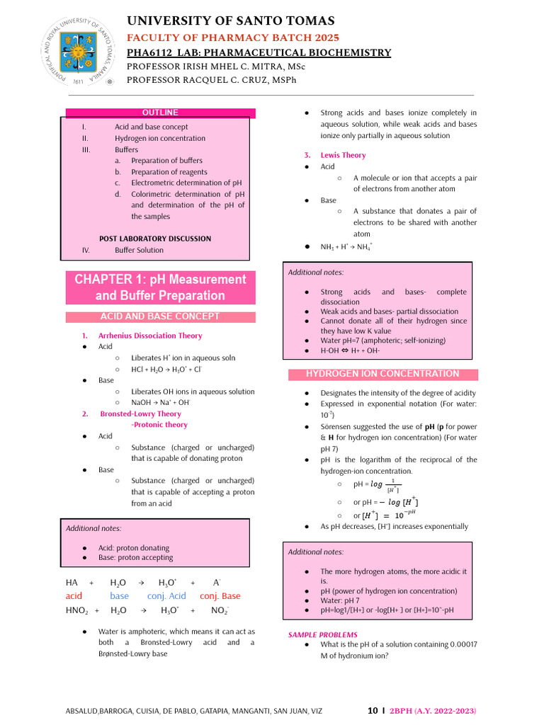 02 PHA6112 - Lab - PH and Buffers PRE LAB | PDF | Ph | Buffer Solution