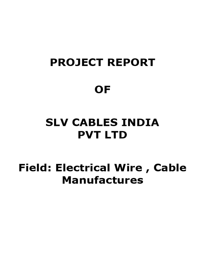 SLV Cables PVT LTD | PDF