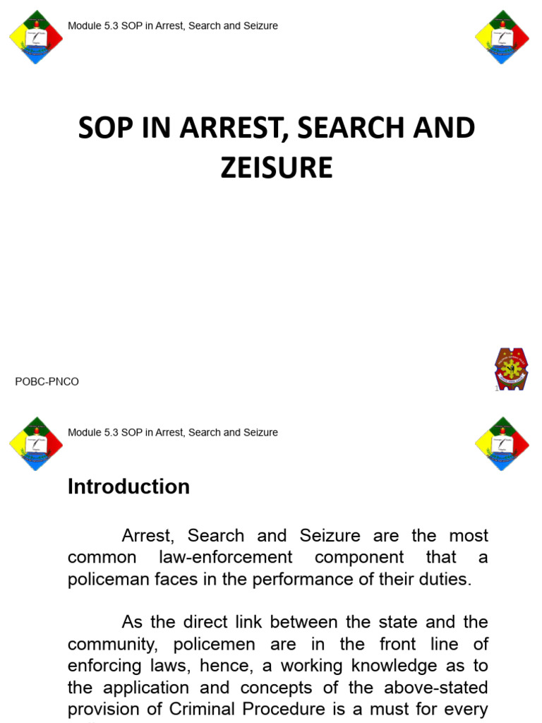 5.3 SOP in Arrest Search N Seizure | PDF | Search Warrant | Arrest