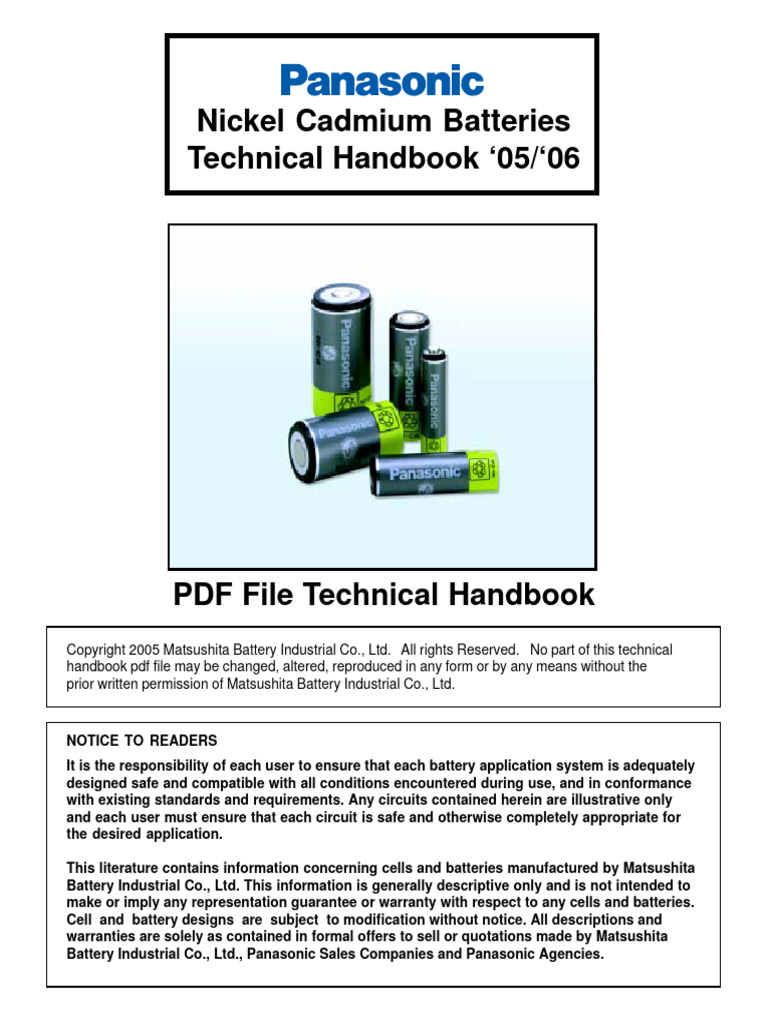 Panasonic Nicd Handbook | PDF | Rechargeable Battery | Battery Charger