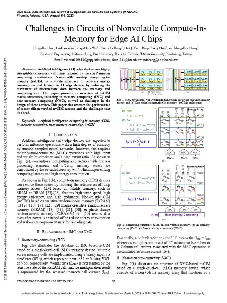 Challenges in Circuits of Nonvolatile Compute-In-Memory For Edge AI Chips | PDF | Computer ...