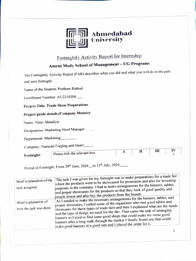 Fortnight Report 4 Pratham Rathod AU22103300 | PDF | Economies | Business