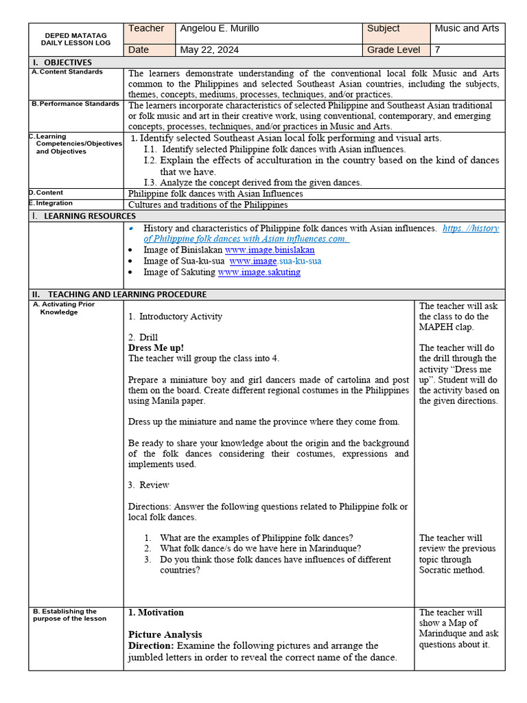 Grade 7 Lesson Exemplar | PDF | Teachers | Learning