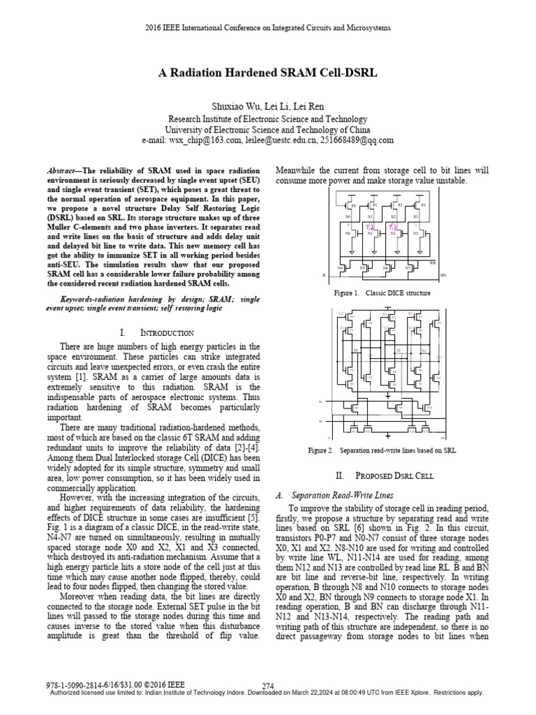 Radiation-Hardened DSRL SRAM Design | PDF | Digital Electronics ...