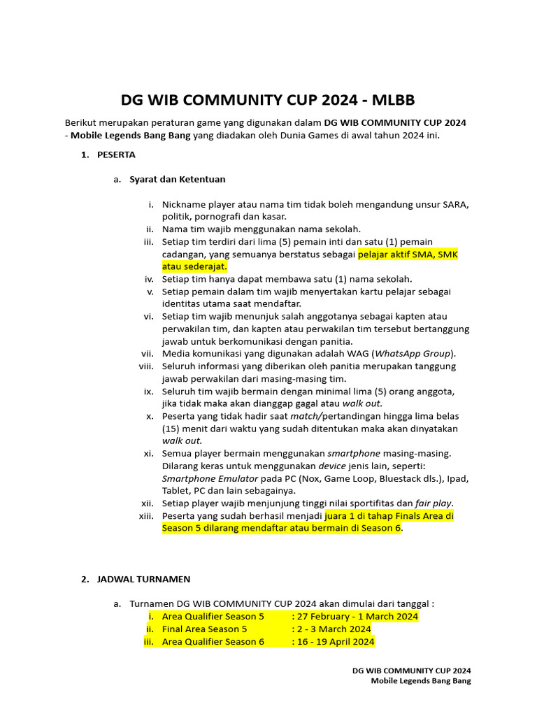 DG Wib Community Cup 2024 - MLBB | PDF
