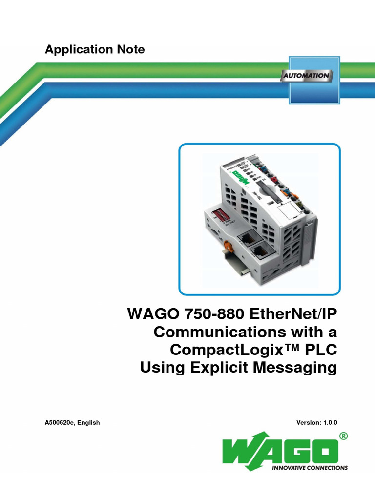 WAGO 750-880 EtherNetIP Communications With CompactLogix PLC Using Explicit Messaging | PDF ...