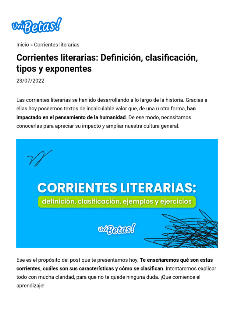 Clasificación de Corrientes Literarias | PDF | Realismo literario ...