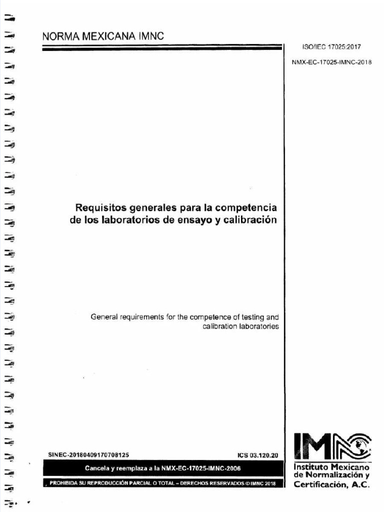 PDF Norma Iso Iec 170252017 NMX Ec 17025 Imnc 2018 - Compress | PDF