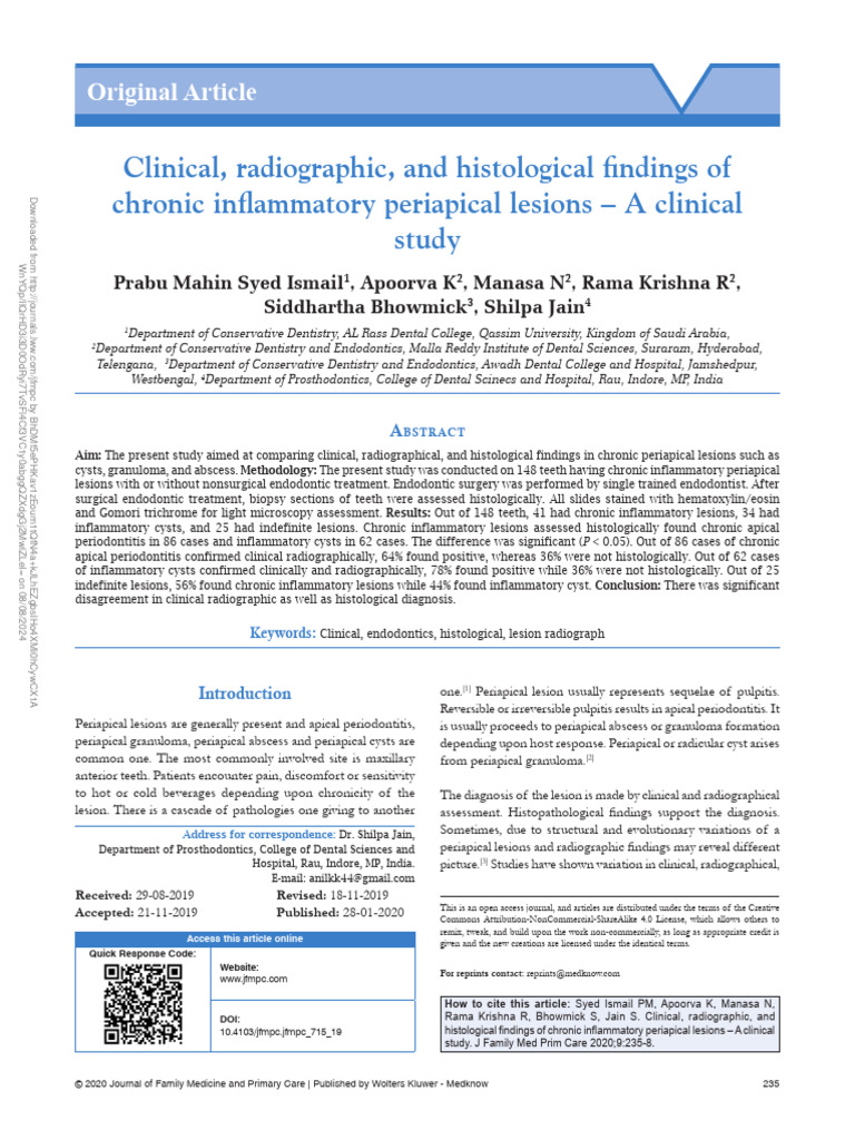 Clinical, Radiographic, and Histological Findings.42 | PDF | Dentistry ...