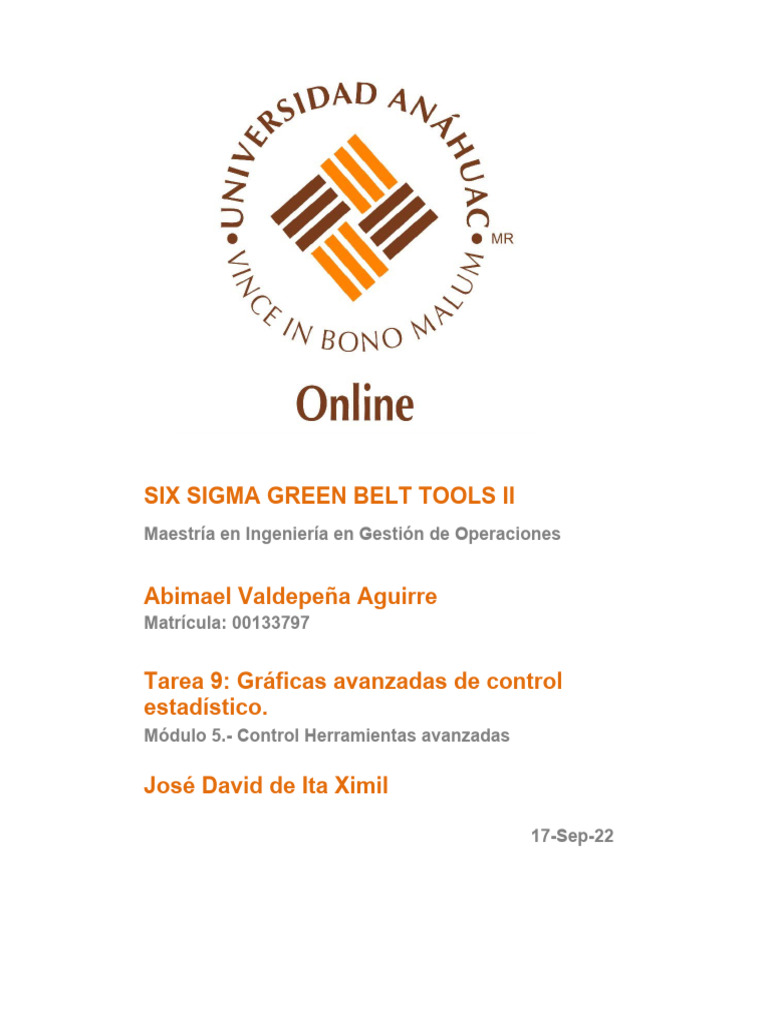 Tarea 9. GR Ficas Avanzadas de Control Estadistico | PDF