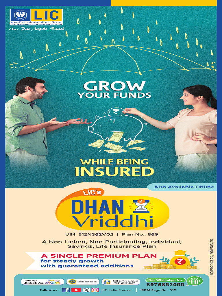 Lic Leaflet Dhan Vriddhi 4x9 Inches WXH Web | PDF | Insurance | Life ...