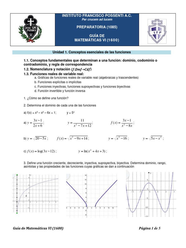Guía Completa de Funciones y Cálculo | PDF | Función (Matemáticas ...