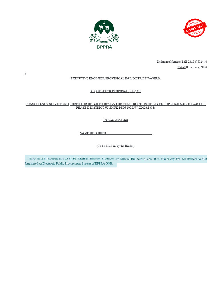 Consultancy Services Required For Detailed Design For Construction of ...