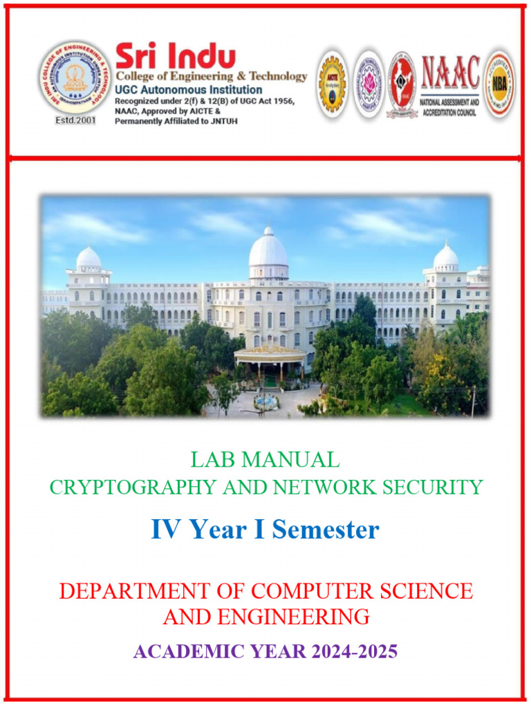 C&ns Lab Manual (24-25) | PDF | Encryption | Engineering