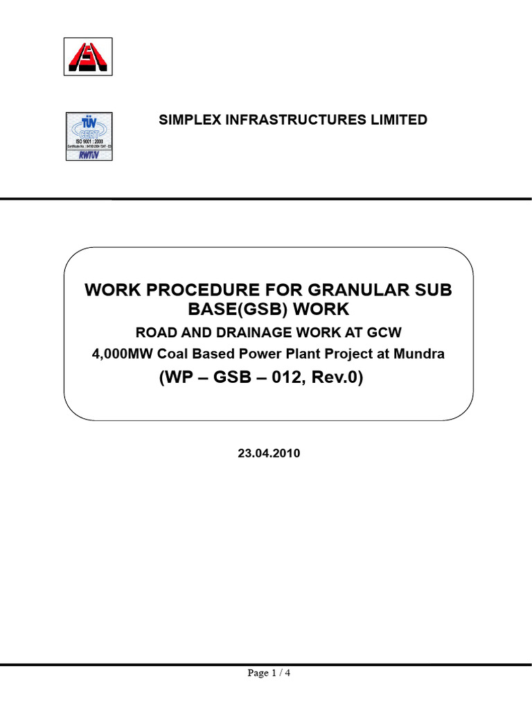 012-GRANULAR SUB BASE | PDF | Road | Density