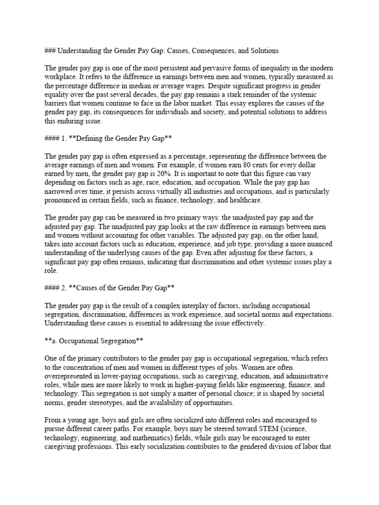 Understanding The Gender Pay Gap - Causes, Consequences, and Solutions ...