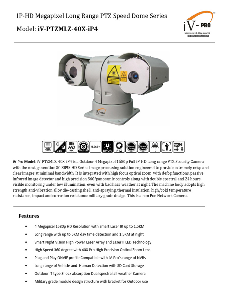 4 MP Ip Military Grade Long Range 5km Ir Up To 1 5km PTZ Camera IV ...