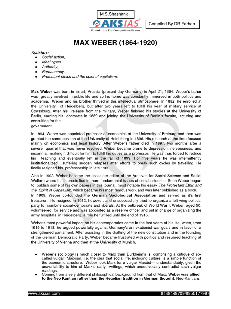 Max Weber | PDF | Bureaucracy | Max Weber