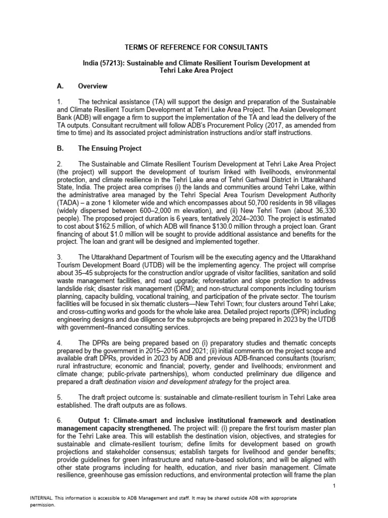 Tehri Lake Sustainable Tourism Project | PDF | Climate Resilience ...