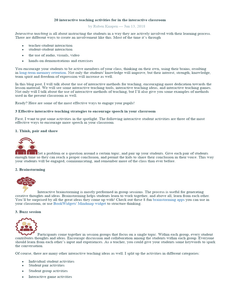 20 Interactive Teaching Activities For in The Interactive Classroom ...