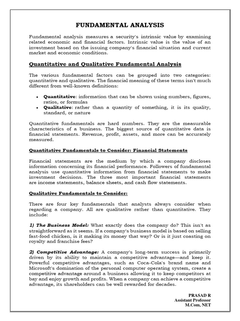 Fundamental Analysis | PDF | Price–Earnings Ratio | Financial Ratio