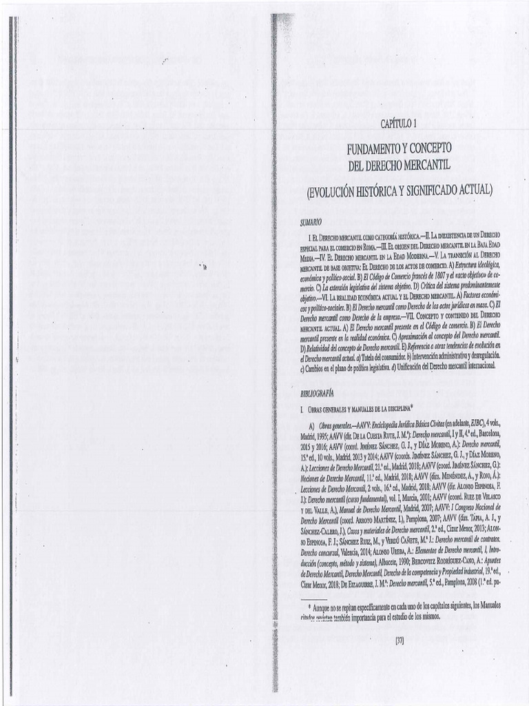 Manual Derecho Mercantil. Manuel Broseta Pont. Capitulo 1 | PDF