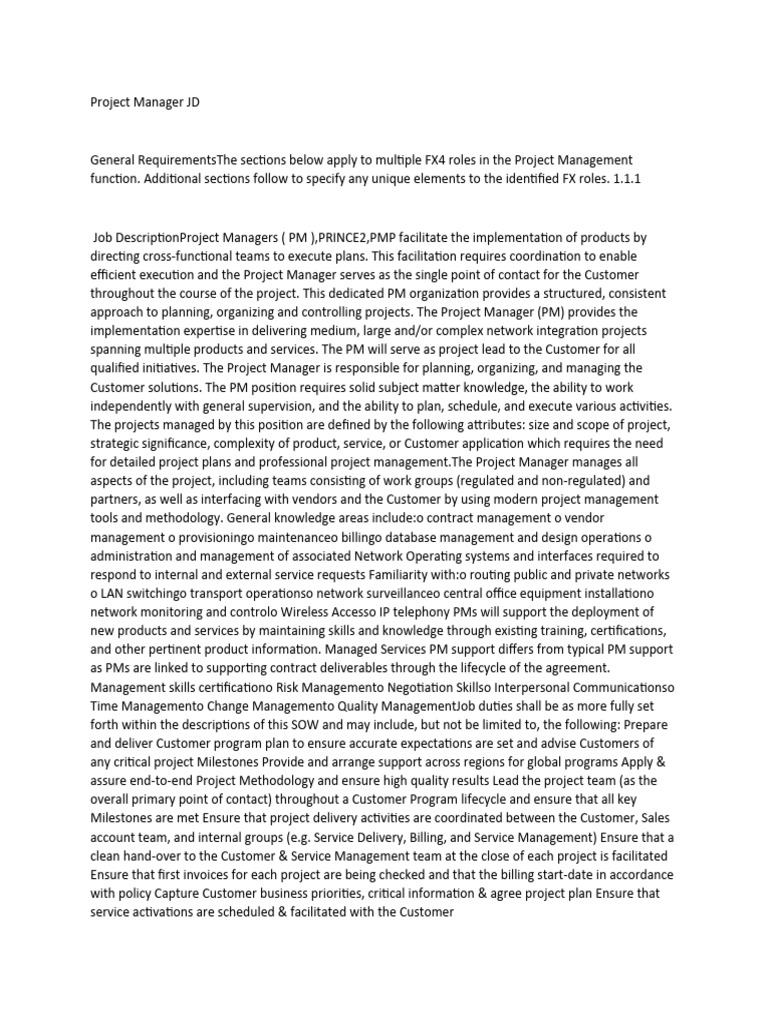 JD Project Manager | PDF | Project Management | Computing