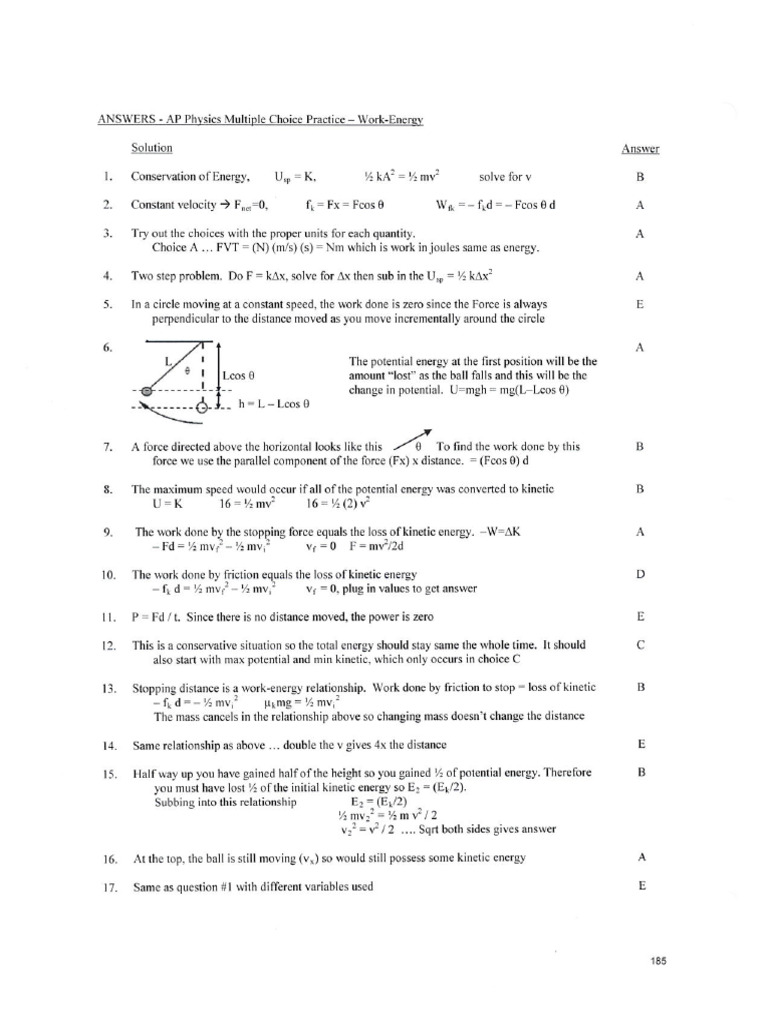 Ap1 Work Energy Answers | PDF