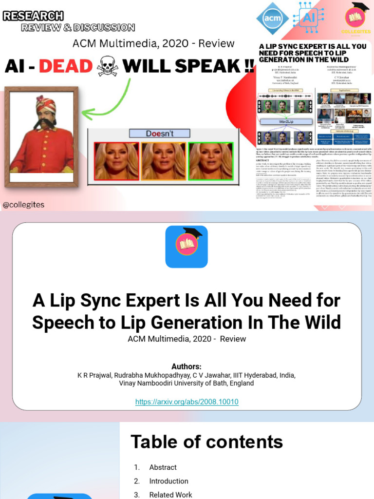A Lip Sync Expert Is All You Need - A Review | PDF | Speech Synthesis ...