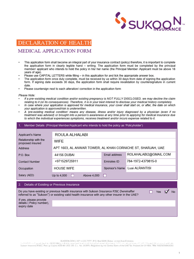 Dubai Medical Declaration Form PDF | PDF | Thyroid | Hyperthyroidism