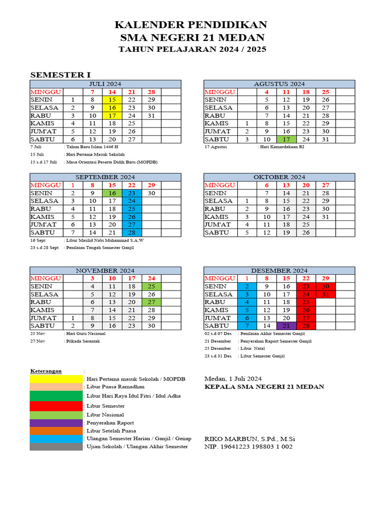 Kalender Pendidikan 2024-2025 | PDF