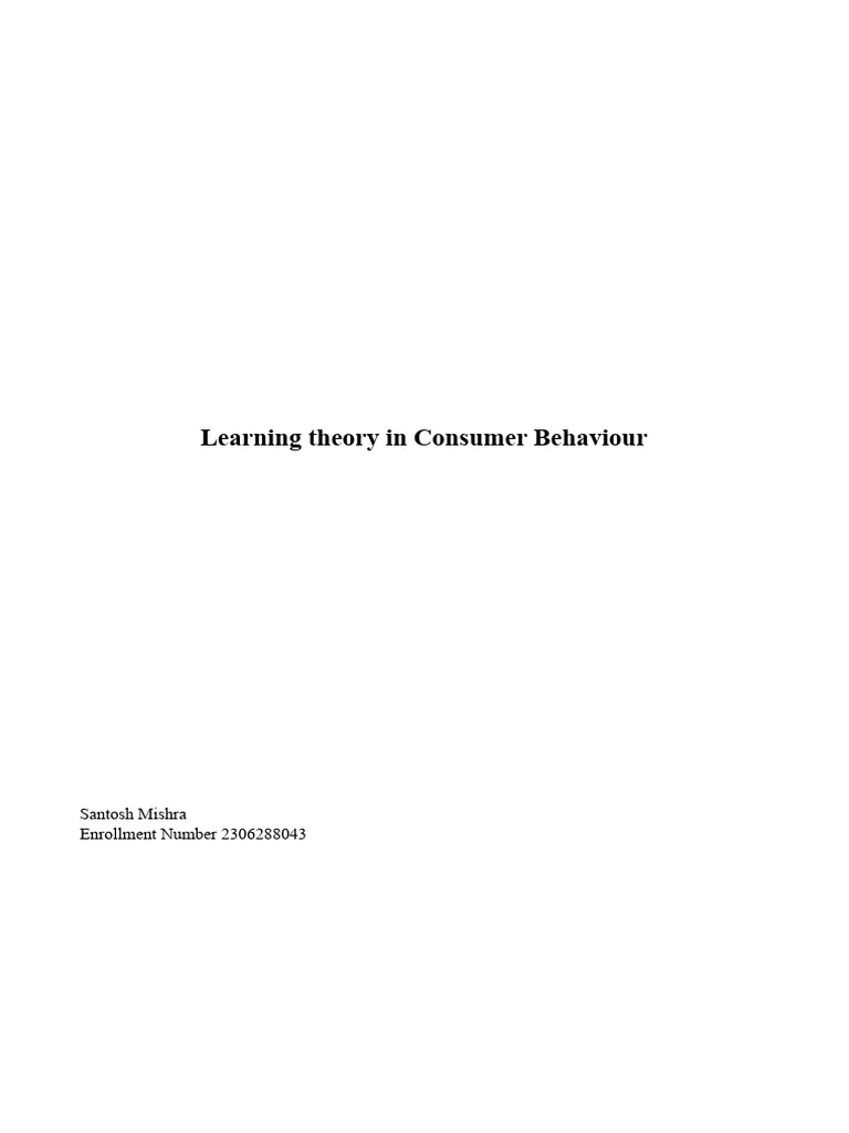 Learning Theories in Consumer Behaviour | PDF | Classical Conditioning | Reinforcement