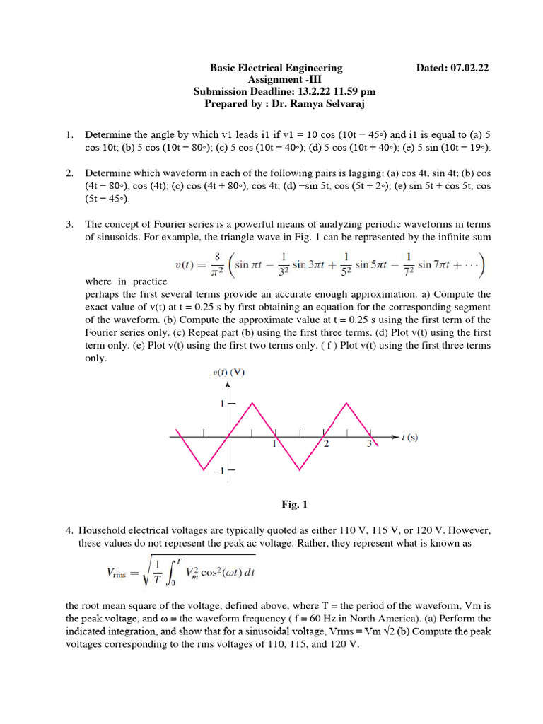 BEE Ssignment 03 | PDF | Electrical Impedance | Electrical Engineering