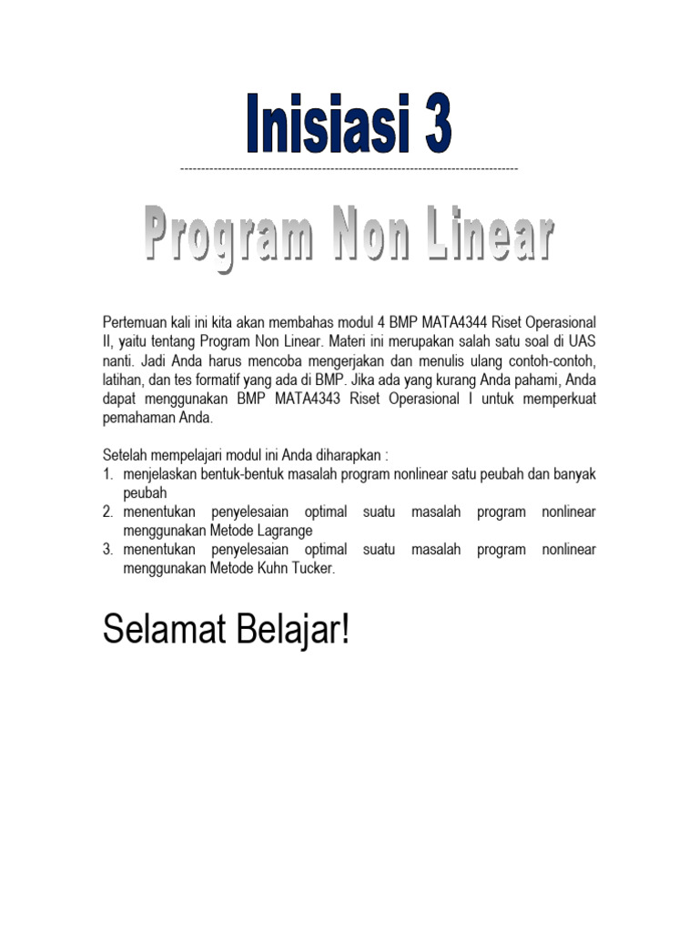 Inisiasi 3. Prog Non Linear | PDF