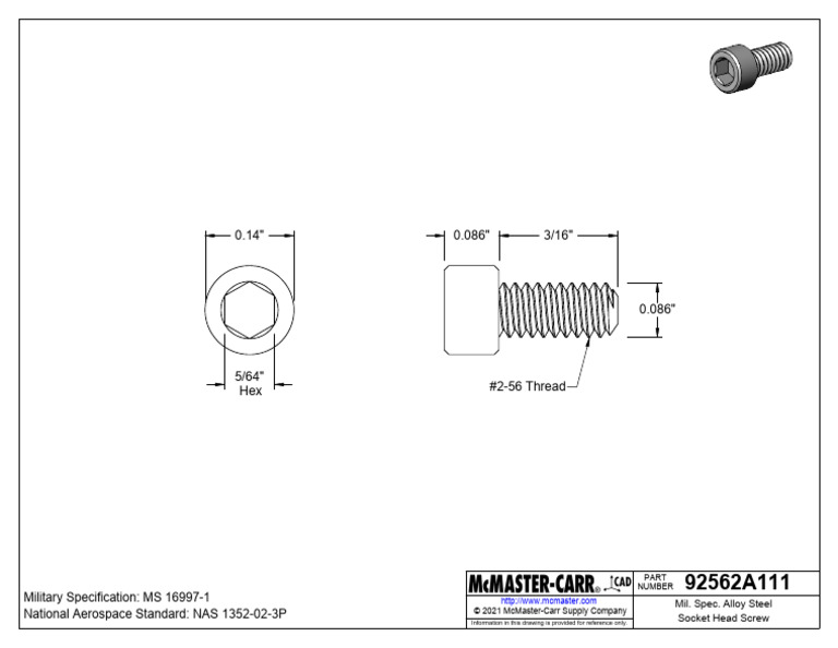 Mil-Spec Alloy Steel Socket Head Screw | PDF