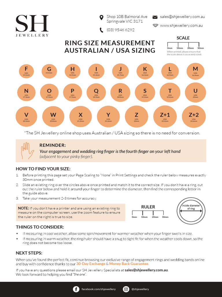 SH Jewellery Printable Ring Sizer Tool Au | PDF | Jewellery | Engagement