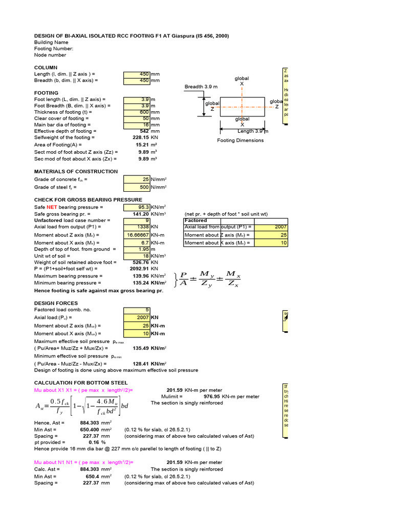 RCC Footing Design Guide | PDF | Mechanical Engineering