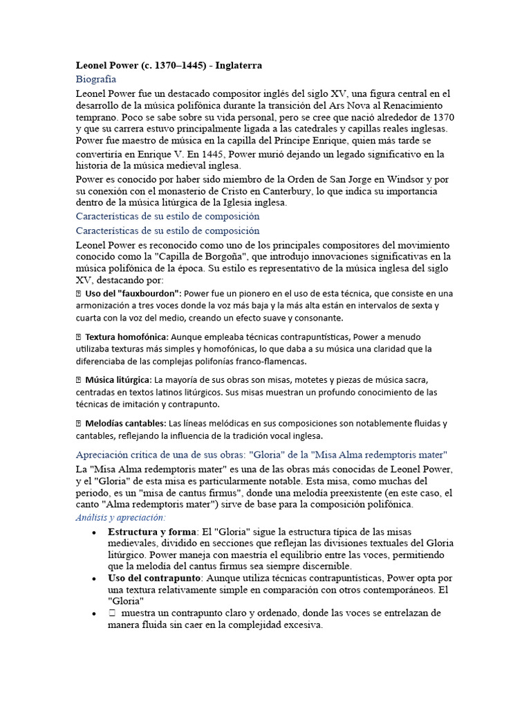 Leonel Power: Pionero de la Polifonía | PDF | Musicología