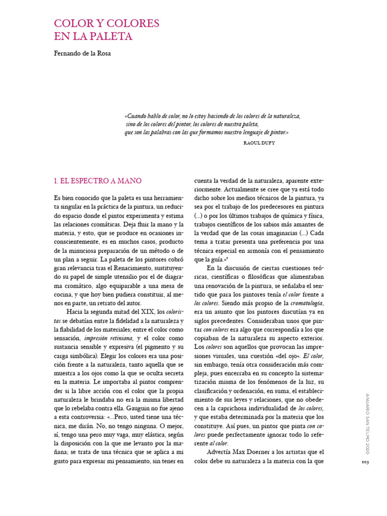 Color y Colores en La Paleta Fernando de La Rosa | PDF | Color | Pinturas