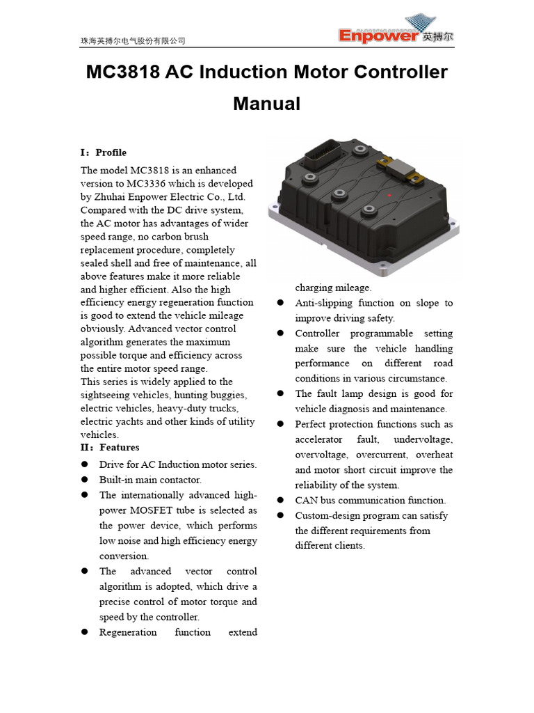 MC3818-AC Induction TAC AC Motors Manual Navitas 600amp Kit Controller ...