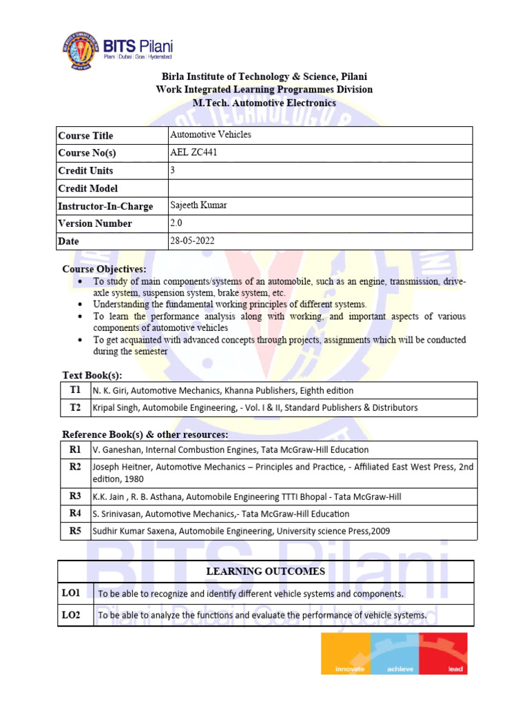 Ael ZC441 Course Handout | PDF | Gear | Steering